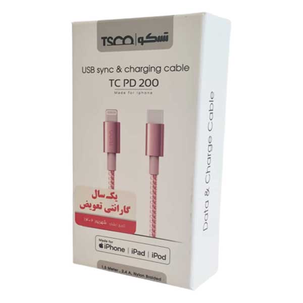 کابل تایپ سی به لایتنینگ تسکو مدل TC PD200طول 1.5متر | بهیران