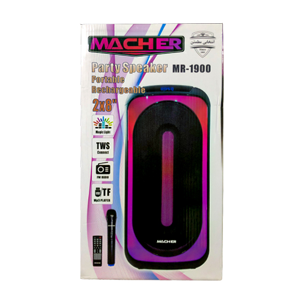 اسپیکر پارتی باکس مچر مدل MR-1900 2*8 با میکروفون | بهیران
