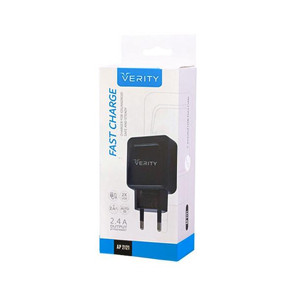 شارژر دیواری دو پورت وریتی مدل AP 2121 همراه با کابل MicroUSB | بهیران